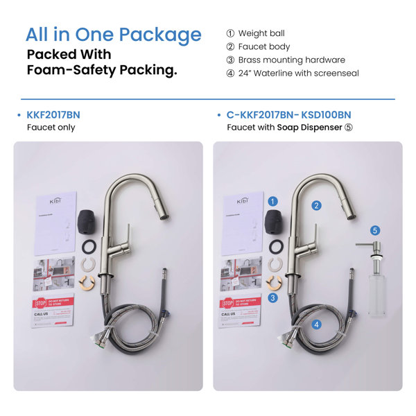 KIBI USA KIBI Fusion Pull Down Kitchen Faucet | Wayfair